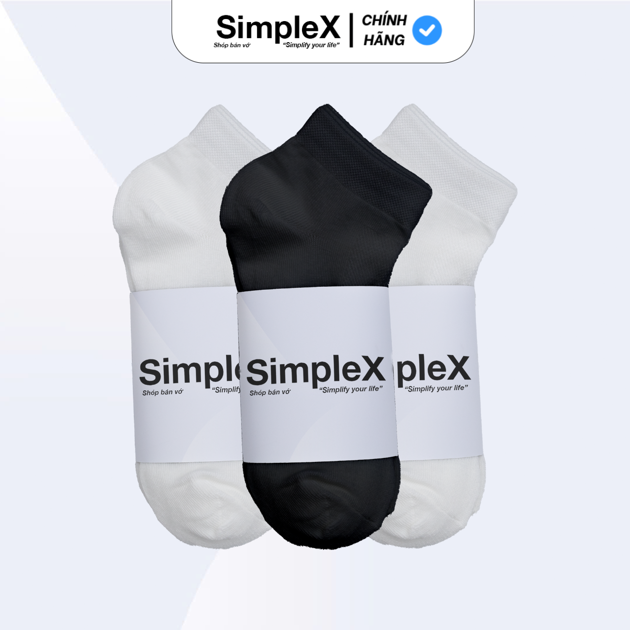 [SimpleX] Tất Vớ Nam Nữ Trơn Unisex Cổ Lười Cotton, Thoáng Khí, Chống