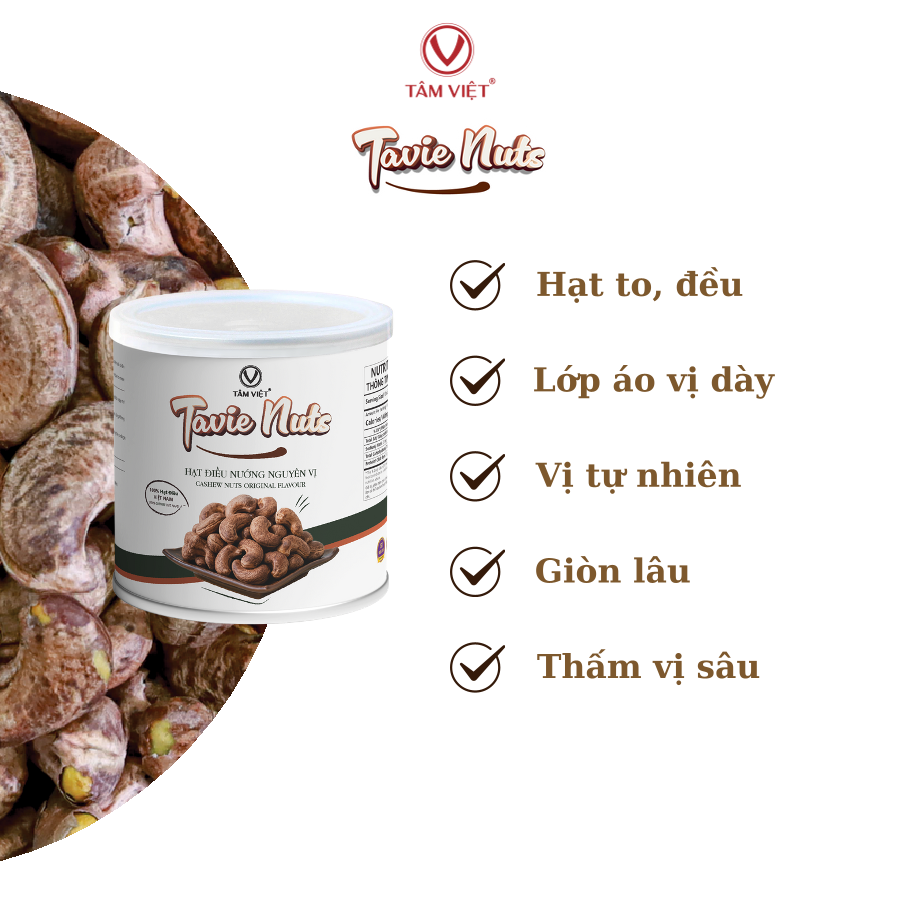 Hạt Điều Nướng Nguyên Vị – Tâm Việt - Quà tặng sức khỏe