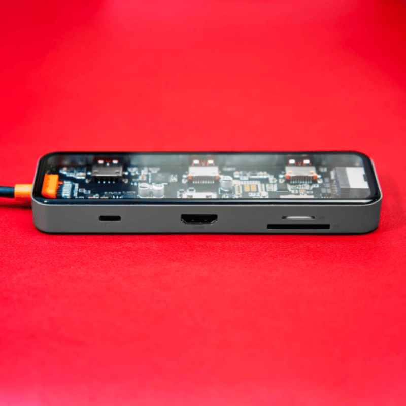 Hub USB-C 8in1 Trong Suốt WIWU Cyber USB 3.0, SD/TF, HDMI, Lan RJ45