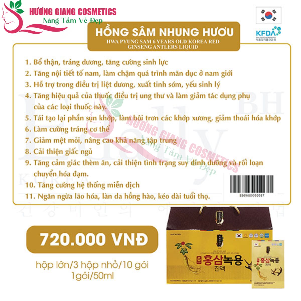 Nước Hồng Sâm Nhung Hươu Edally BH Hwa Pyung Sam 6 Year Old Hàn Quốc