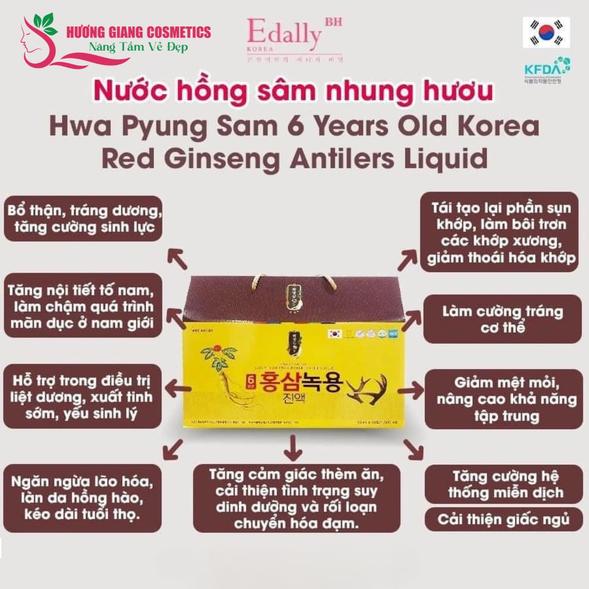 Nước Hồng Sâm Nhung Hươu Edally BH Hwa Pyung Sam 6 Year Old Hàn Quốc