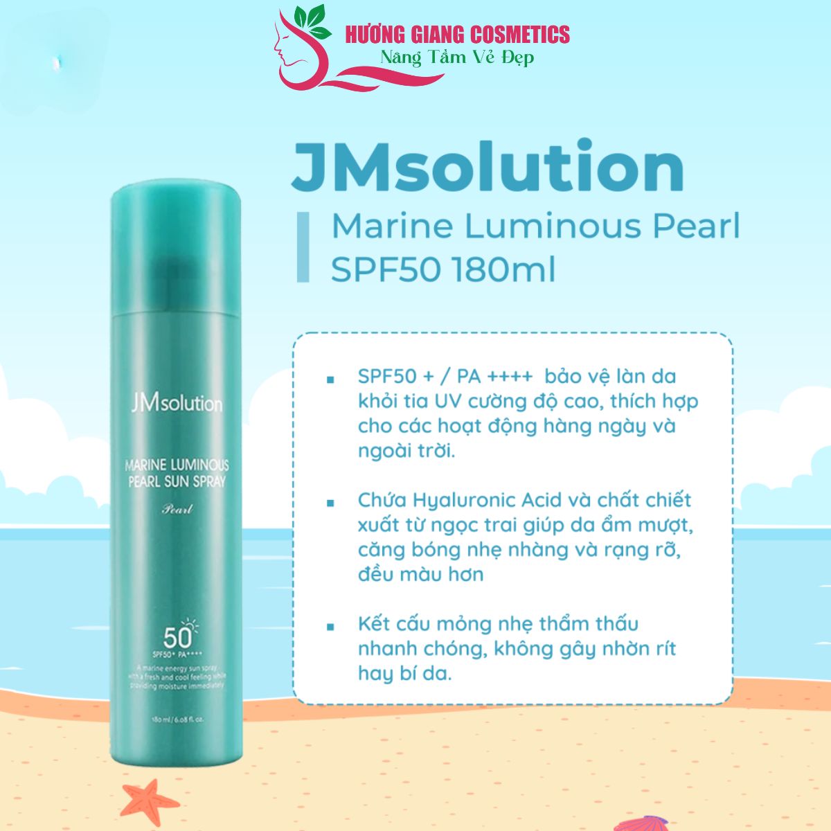 Xịt Chống Nắng Toàn Thân Từ Ngọc Trai JM Solution Sun Spray SPF50+