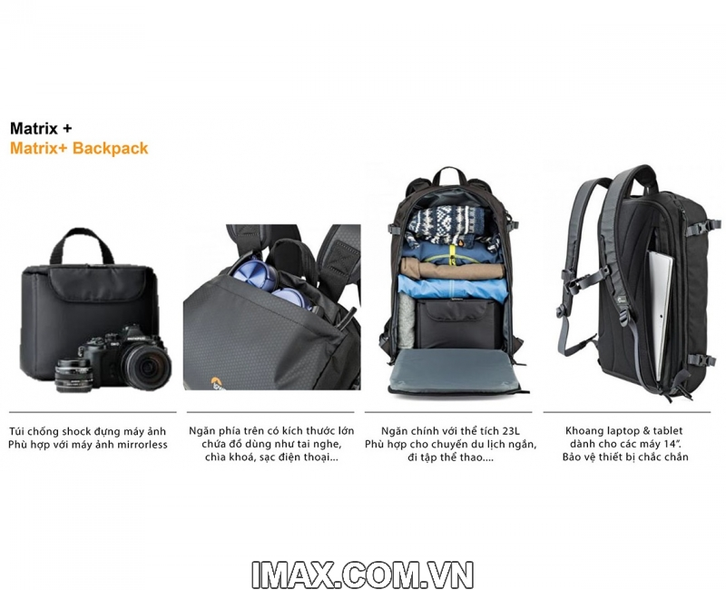Balo máy ảnh Lowepro Matrix BP 23L, Chính hãng – iMax.com.vn