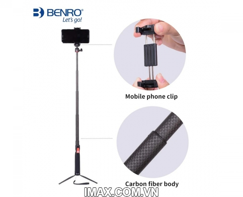 Gậy Carbon Benro SC1 có điều khiển Blutooth, có chân đế – iMax.com.vn