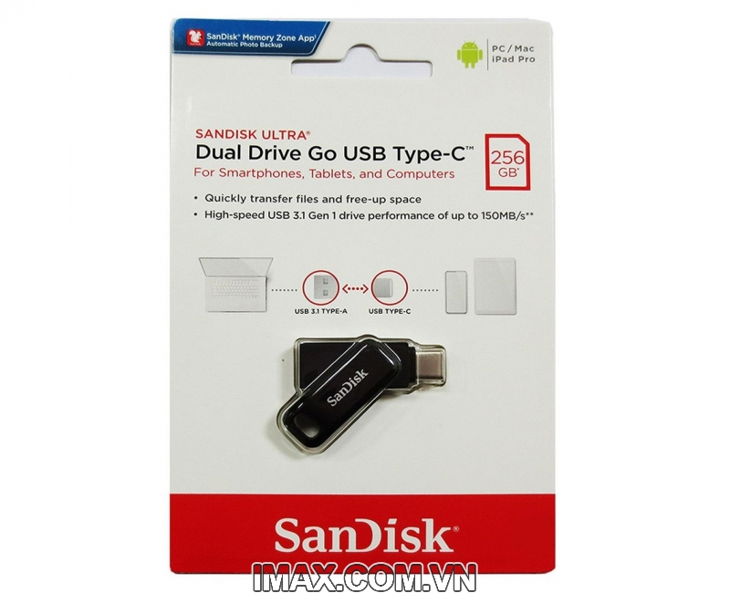 USB 3.1 Sandisk Ultra Dual Drive Go Type-C 256GB – iMax.com.vn
