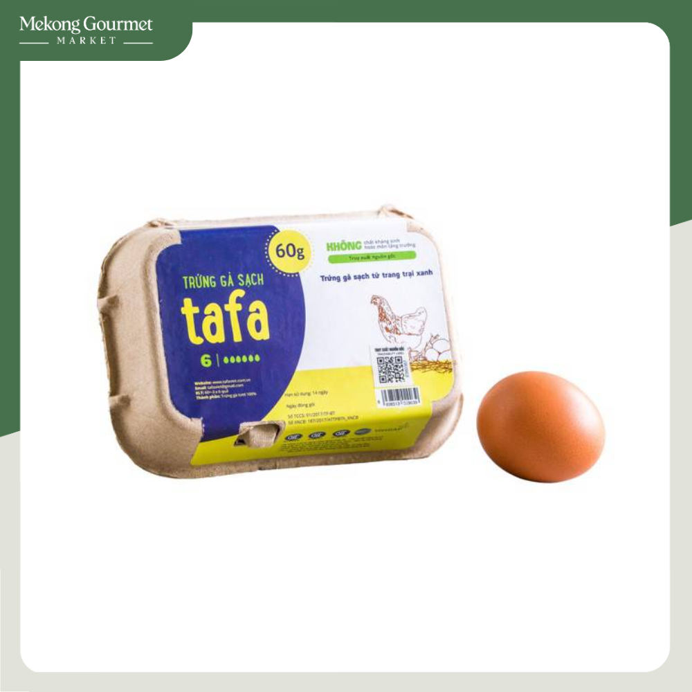 Trứng gà sạch Tafa 360gr (hộp nhựa) – MekongGourmet