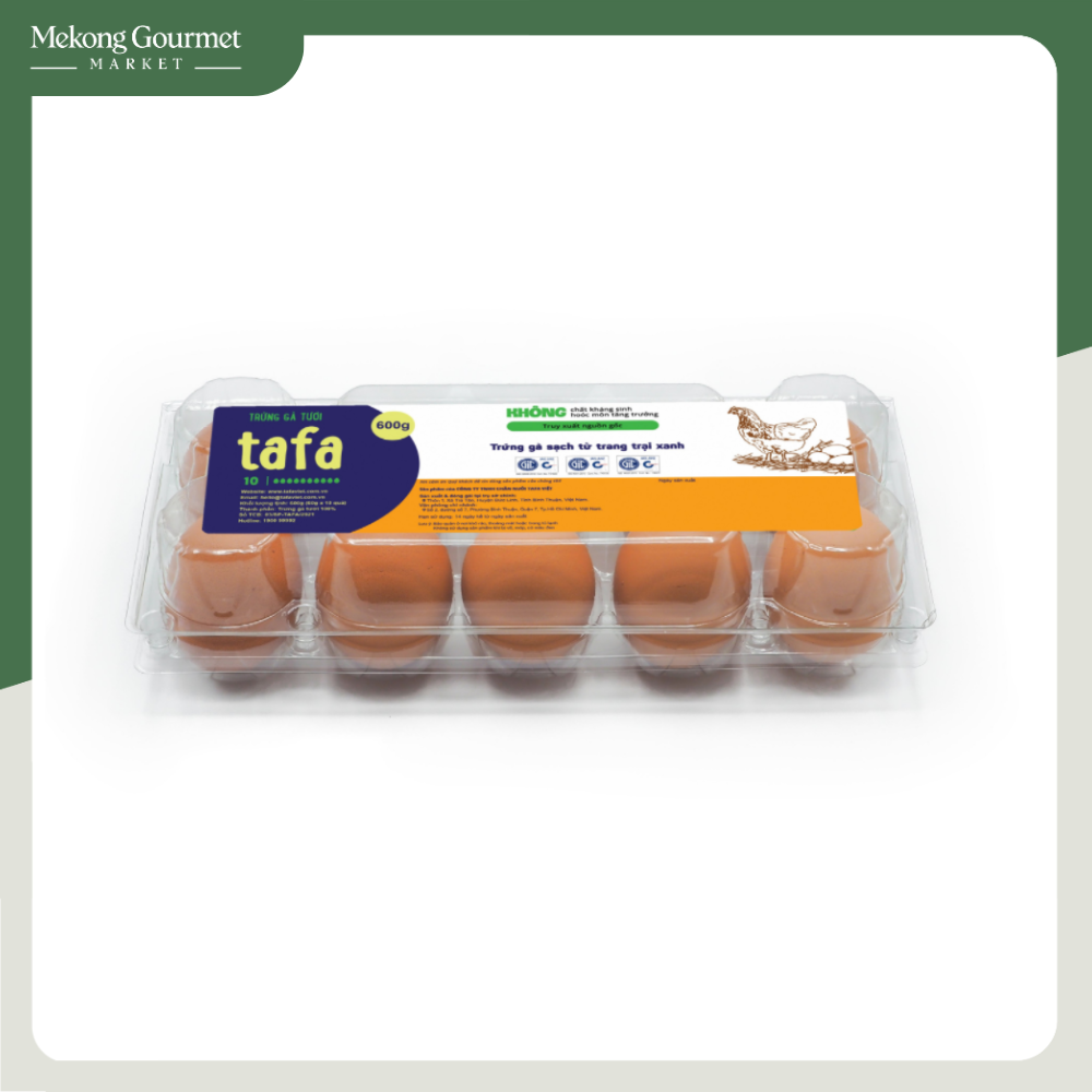 Trứng gà sạch Tafa 600gr (hộp nhựa) – MekongGourmet