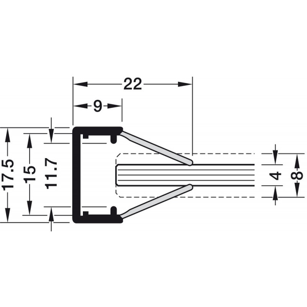 Thanh Nhôm Nẹp Cạnh Thủy Tinh Hafele 833.74.733