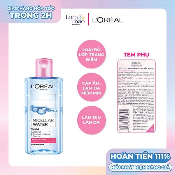 Nước Tẩy Trang Dưỡng Ẩm Loreal Micellar Water 3-In-1 – Lam Thảo Cosmetics