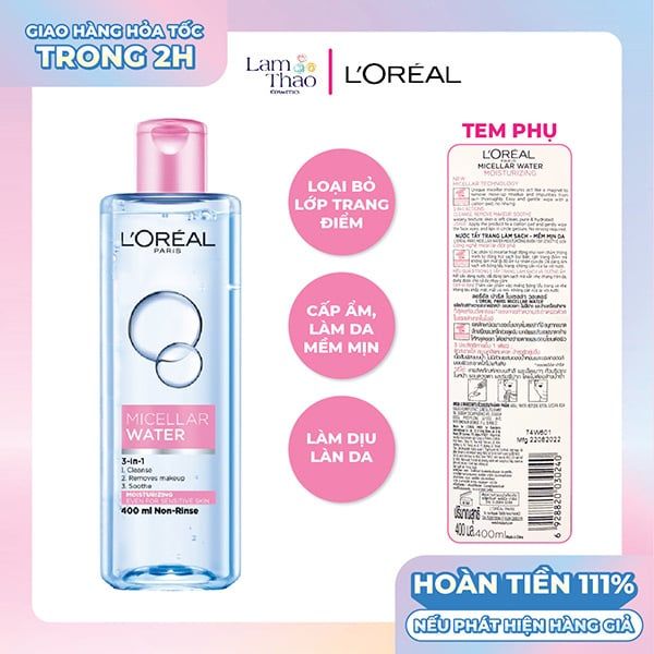 Nước Tẩy Trang Dưỡng Ẩm Loreal Micellar Water 3-In-1 – Lam Thảo Cosmetics
