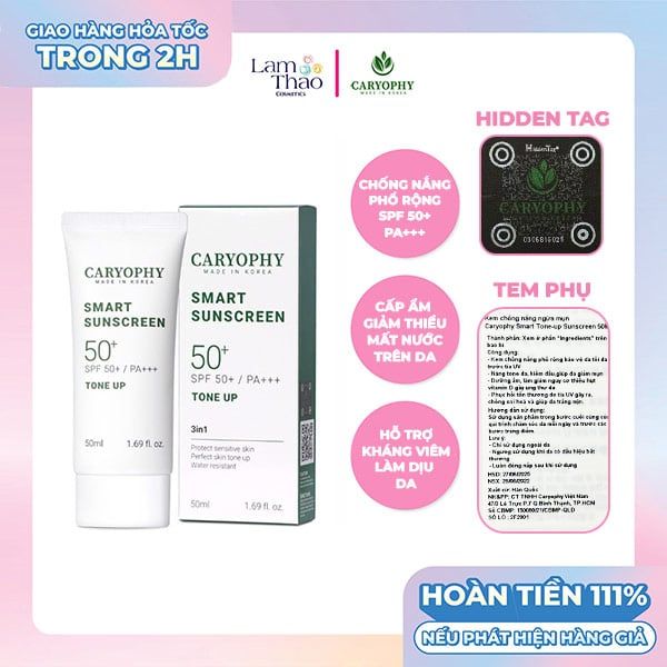 Kem Chống Nắng Nâng Tone Caryophy Smart Sunscreen Tone Up SPF50+ PA ...