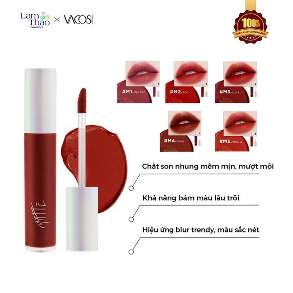 Son Kem Lì Mịn Môi Vacosi Matte Ink Lip Cream – Lam Thảo Cosmetics