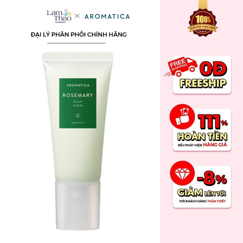 Tẩy Da Chết Da Dầu Aromatica Rosemary Scalp Scrub – Lam Thảo Cosmetics