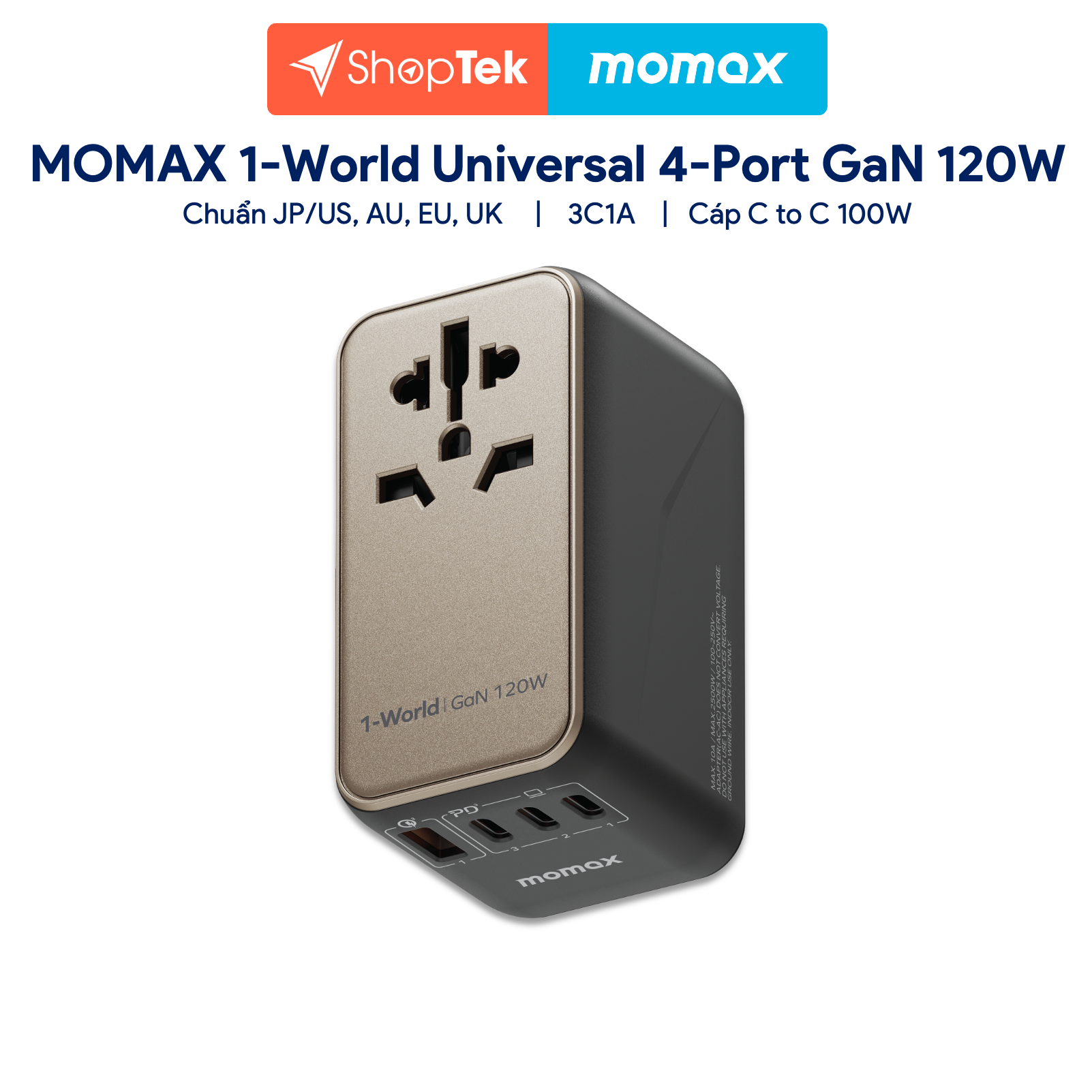MOMAX 1-World Universal 4-Port GaN 120W – SHOPTEK VIETNAM