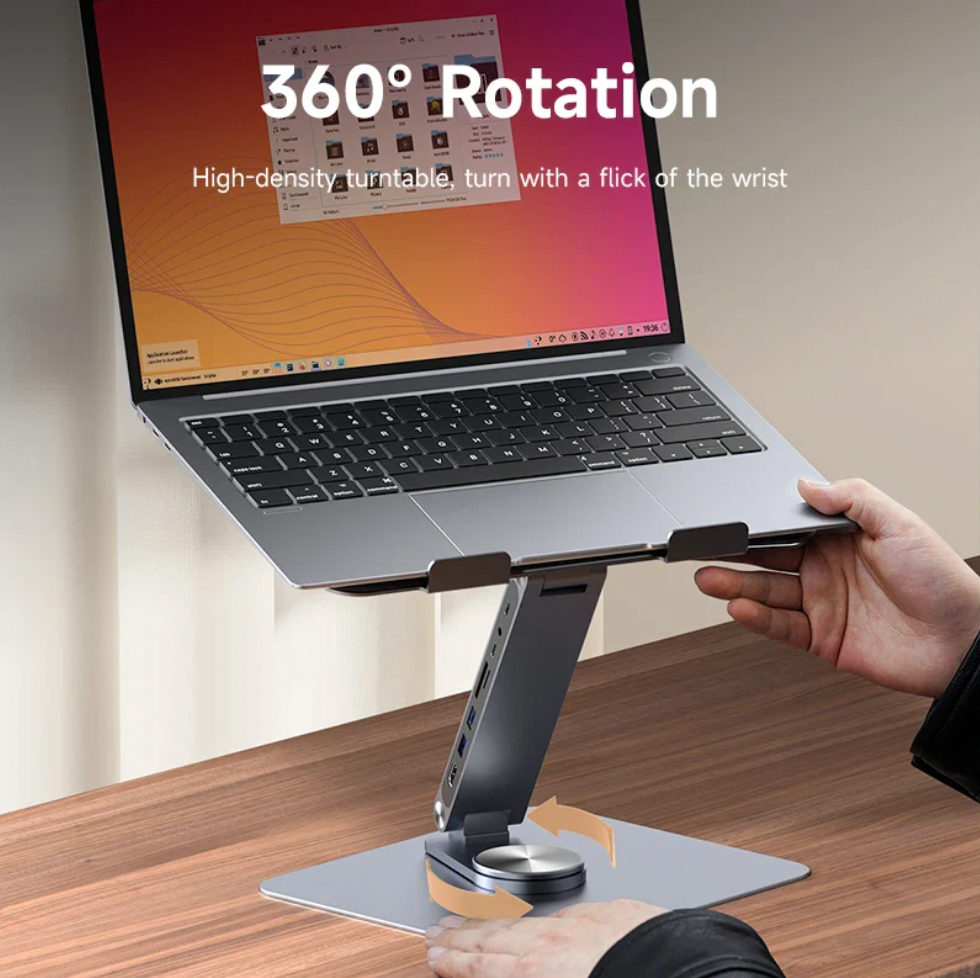 Adjustable Aluminum Laptop Stand with USB C Dock – SHOPTEK