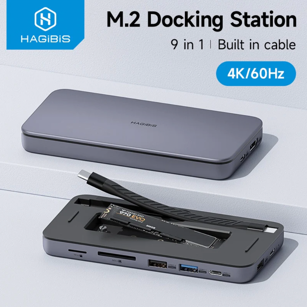 9 in 1 USB C HUB with M.2 NVMe/SATA SSD Enclosure – SHOPTEK