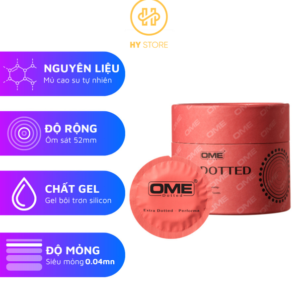 Bao cao su OME DOTTED gai lớn, hương bạc hà - Hộp 10 cáiBao cao su Ome DOTTED gai lớn, hương bạc ...