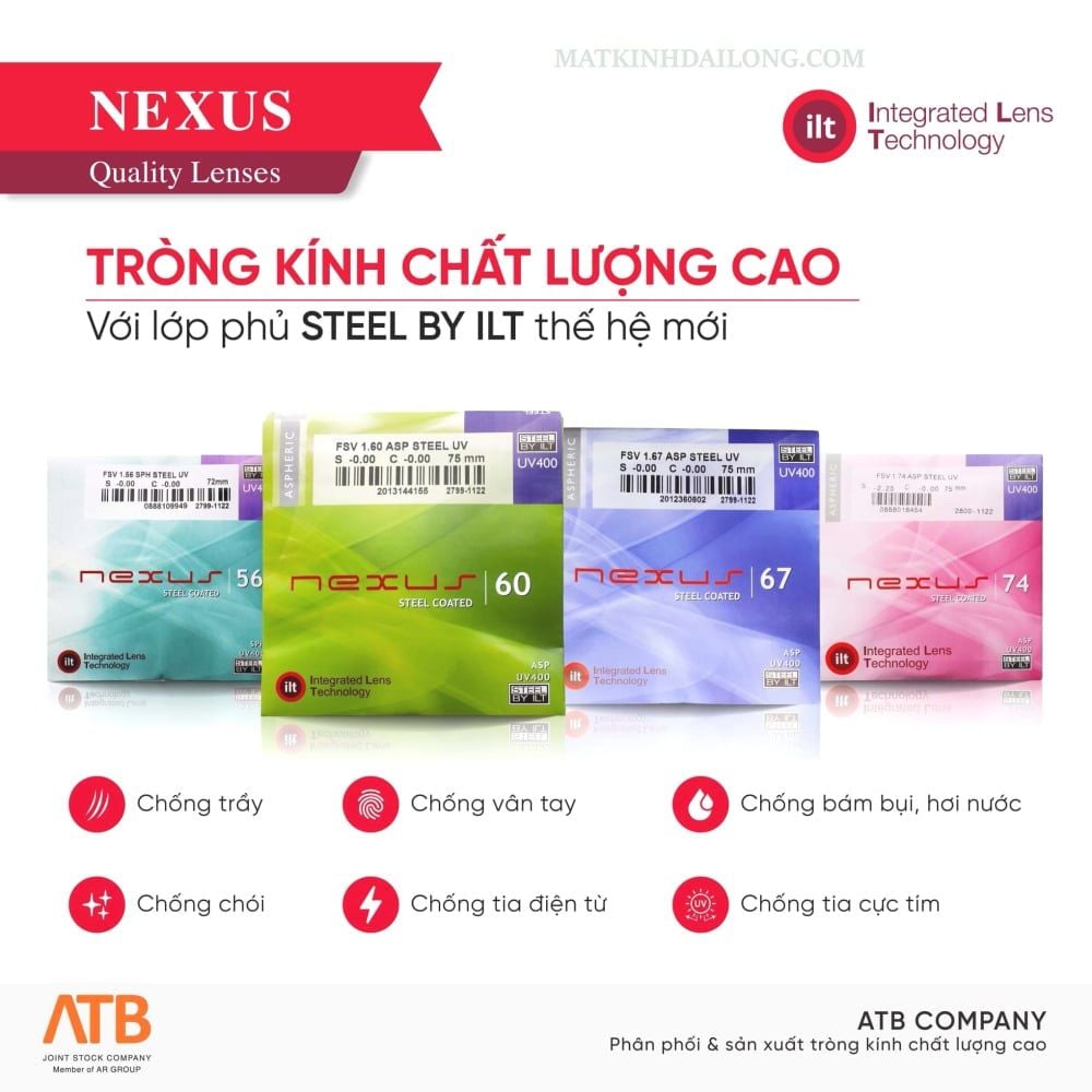 TRÒNG KÍNH _ ASAHI-LITE 1.56 .160 .167 .174 NEXUS STEEL BY ILT BLUE UV ...