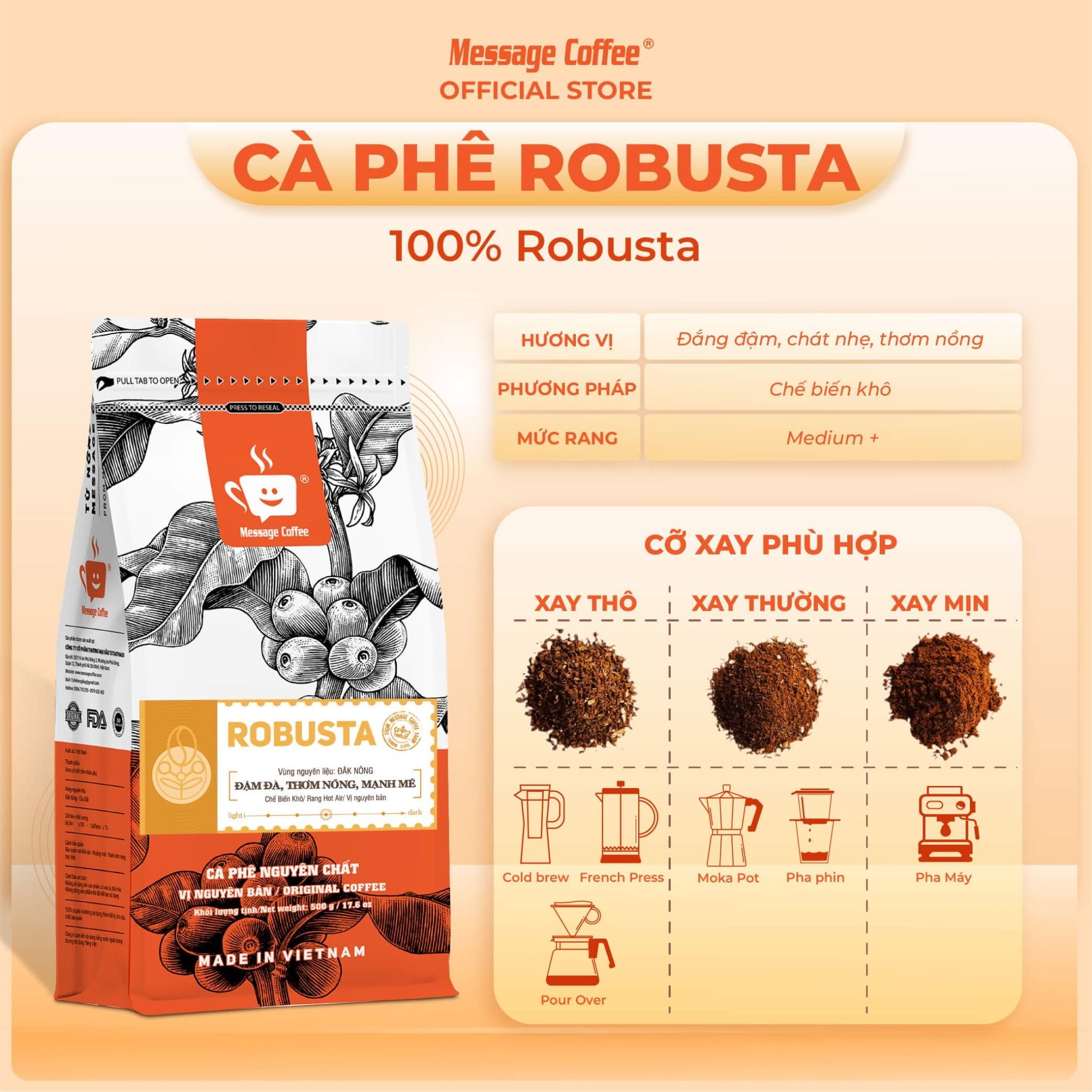 Cà phê Robusta nguyên chất rang mộc vị truyền thống đậm đà thơm nồng ...