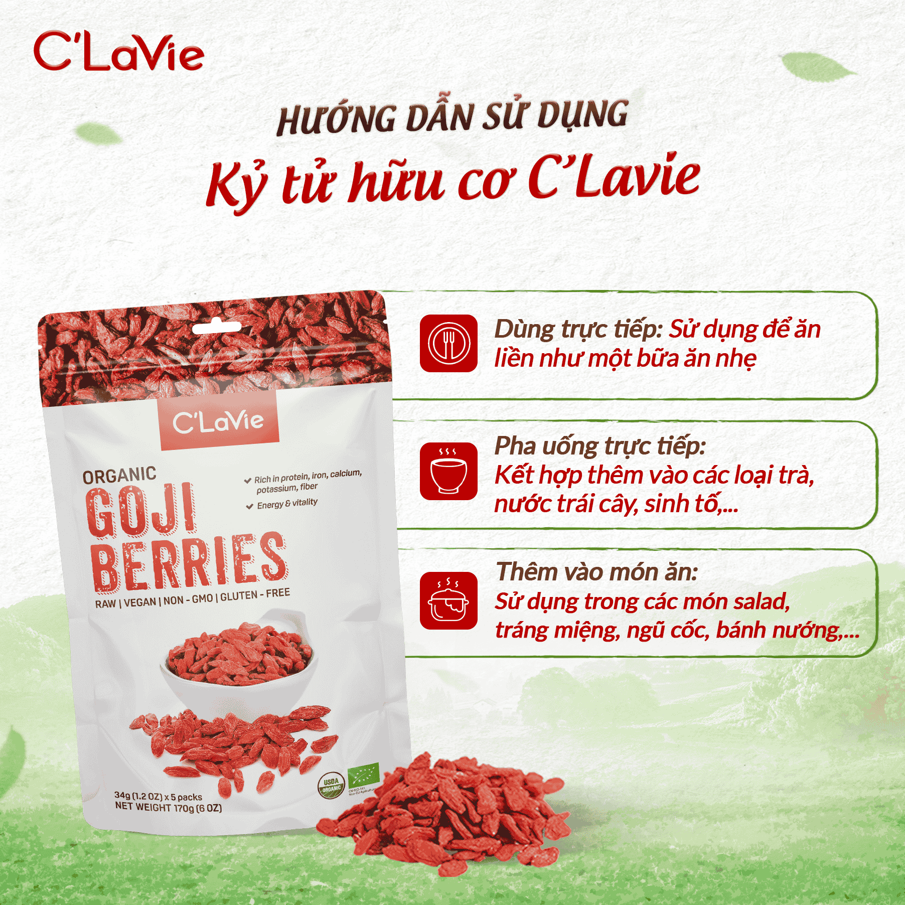 Kỷ tử hữu cơ C'LaVie 170g – CLAVIE