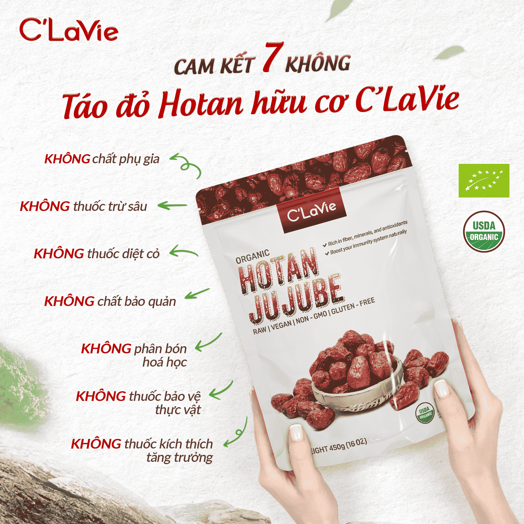 Táo đỏ Hotan hữu cơ C’LaVie 450g – CLAVIE
