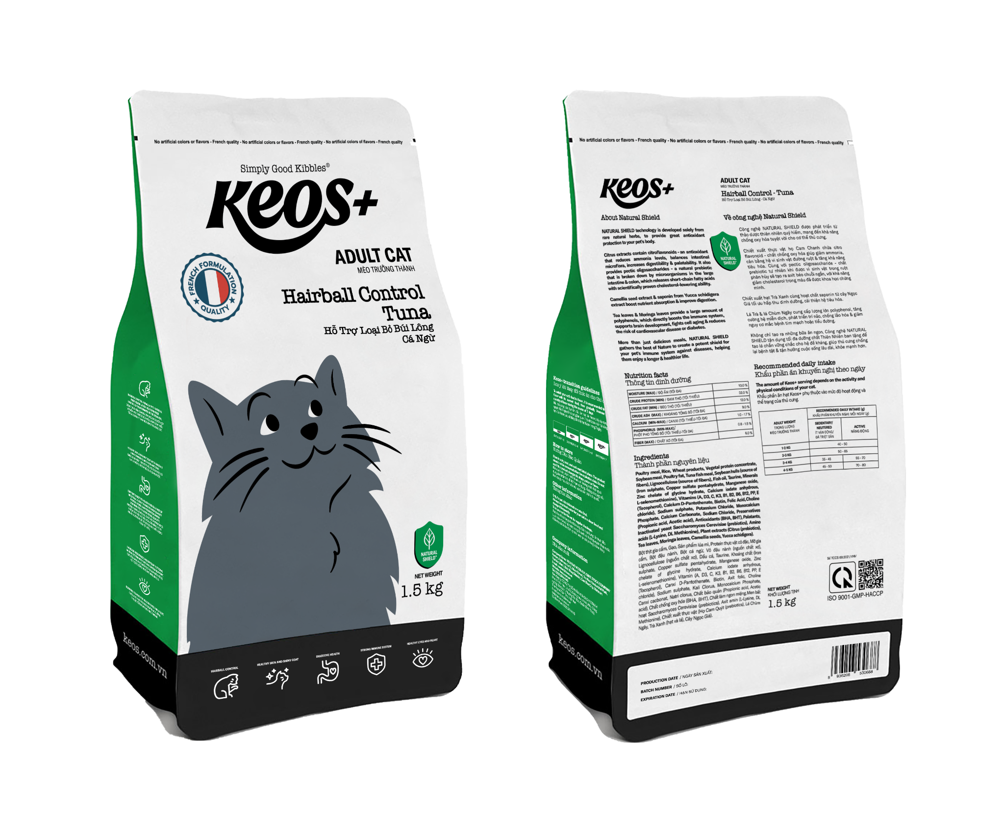 Hạt Keos+ hỗ trợ giảm búi lông cho mèo (350gr - 7kg) – KEOS PET FOOD