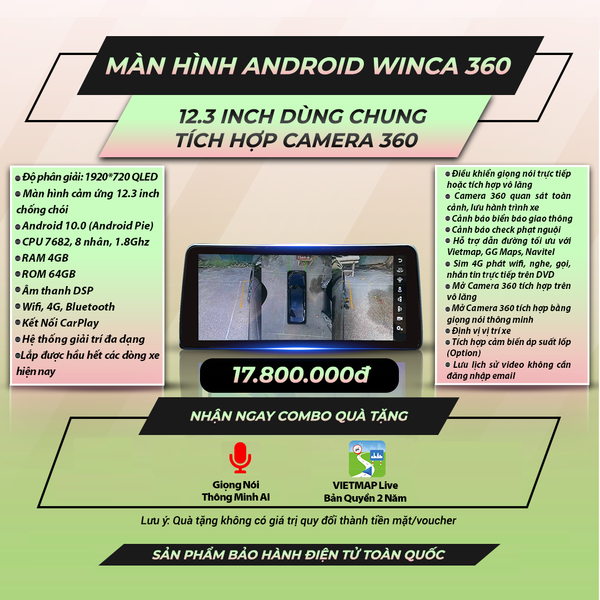 Màn Hình Android 360 Winca S300 Pro 12.3 inch Dùng Chung Tại Bà Rịa Vũ ...