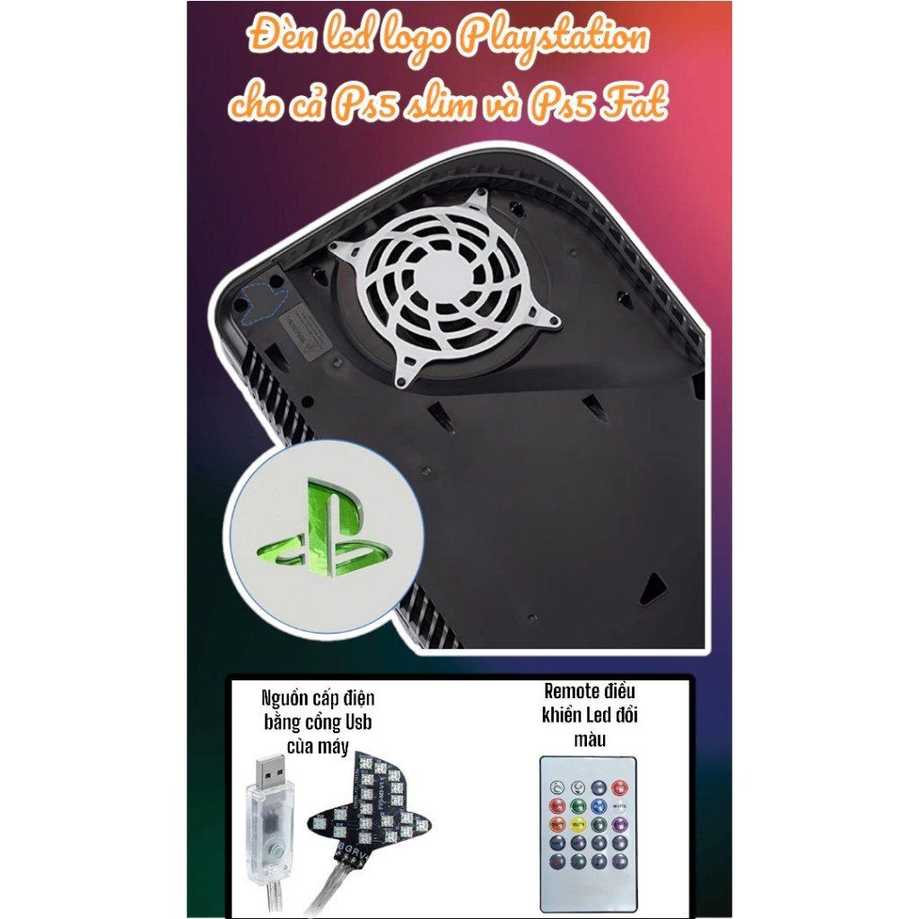 Đèn Led Logo Playstation cho máy Ps5 Slim và Ps5 Fat– hoangyengame