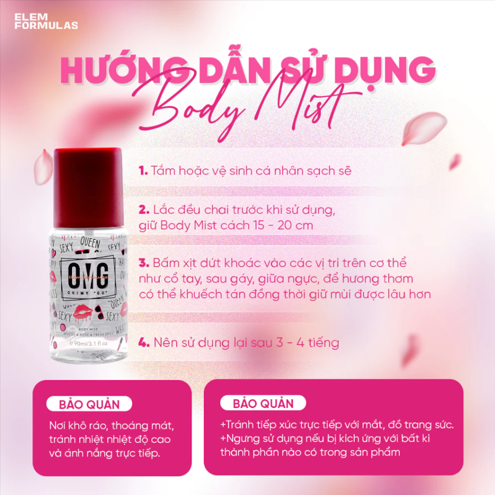 Combo 2 Chai Body Mist Fresh ELEM FORMULAS Hương Nước Hoa Unisex