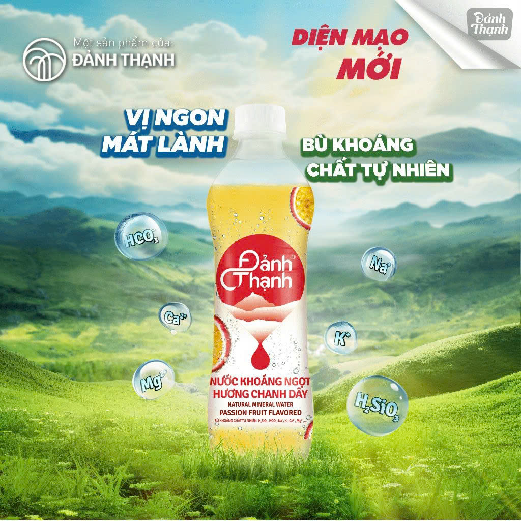 Đảnh Thạnh Nước khoáng kiềm có ga Hương Chanh chai PET 430ml (Thùng 24 – Leaptrading
