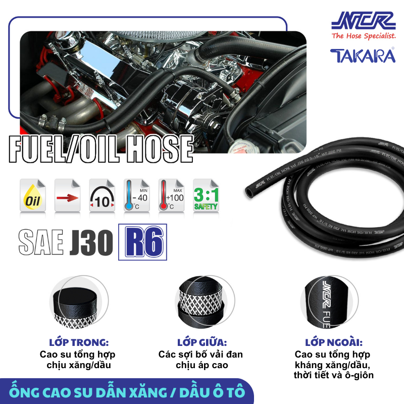 Ống cao su dẫn xăng dầu Takara SAE J30 R6 - WP 300PSI (fuel oil hose ...