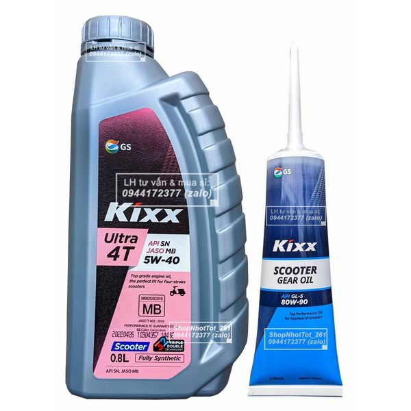 Combo (0.8 L) Dầu nhớt xe tay ga KIXX SCOOTER ULTRA 5W40 800ml + Nhớt ...