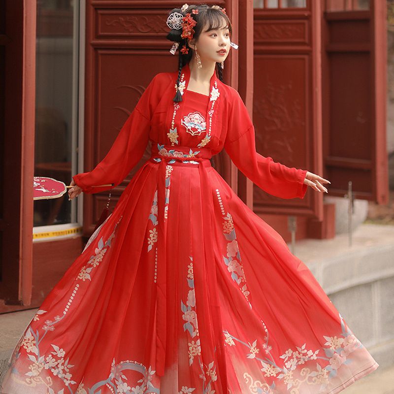 Trang phục cổ trang Hán Phục nữ thêu đặc sắc màu đỏ. – THUEDOMOINGAY