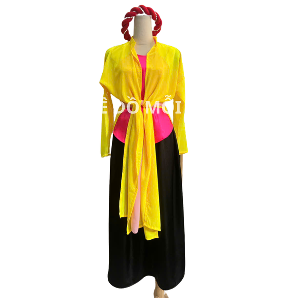 Yếm trơn tứ thân hồng phối vàng Y0504 – THUEDOMOINGAY