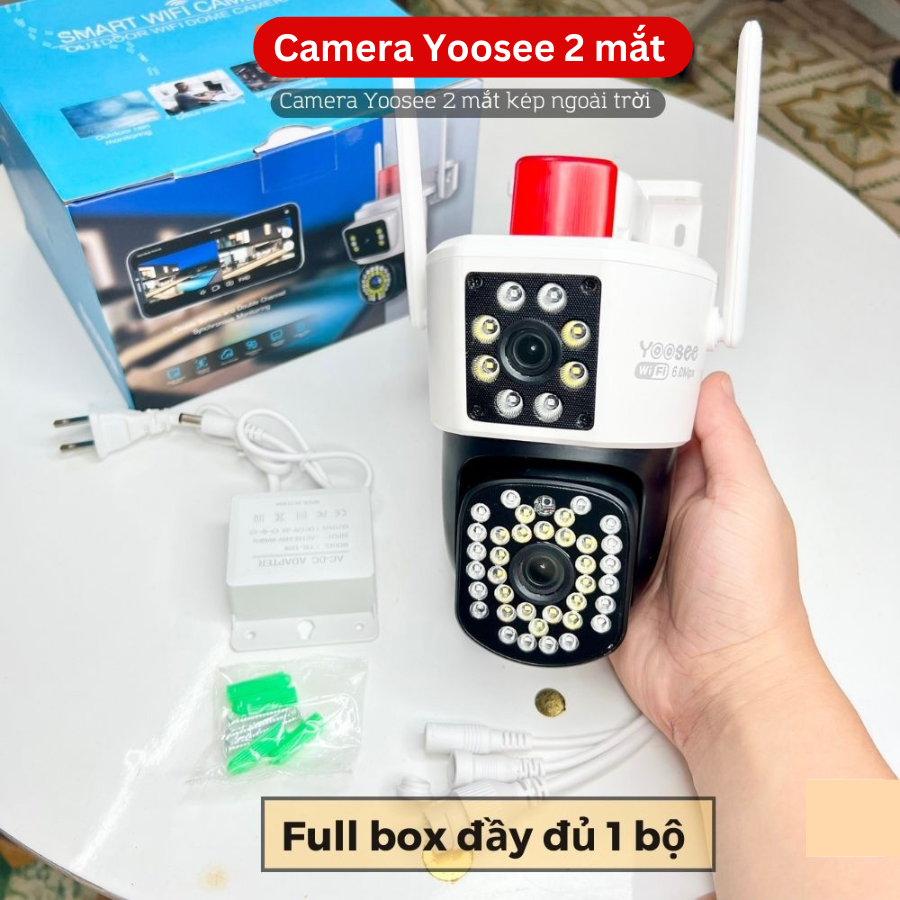 Camera Yoosee 2 Mắt Xoay 360 Độ Quan Sát Ngoài Trời Và Trong Nhà Có Đè