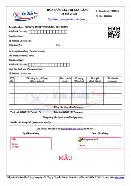HILO G10000 Hóa đơn điện tử Hilo Invoice 10000 số 1 năm sử dụng