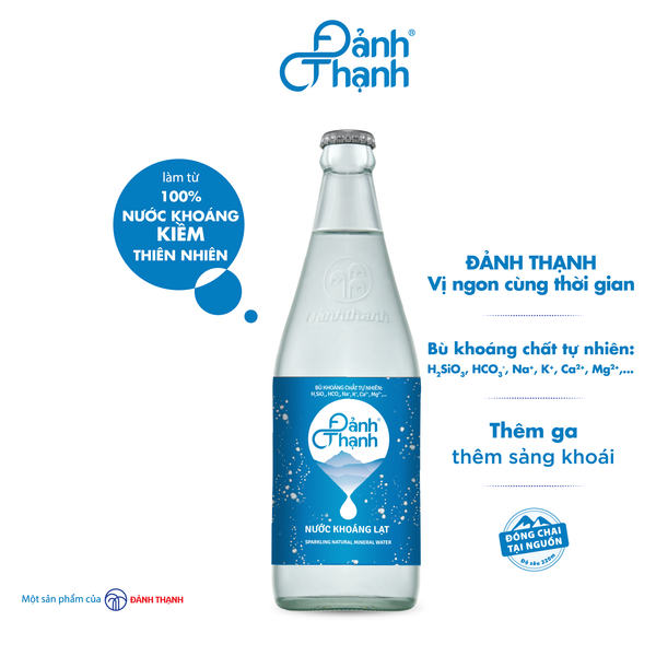 Thùng 12 chai Nước Khoáng Thiên Nhiên Có Ga Đảnh Thạnh chai thủy tinh – Vikoda