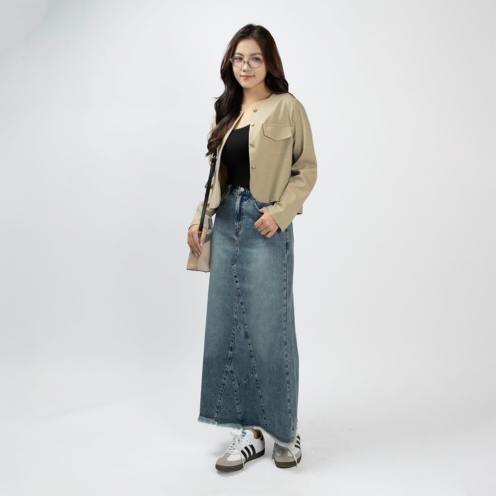 Chân váy jeans dài can tam giác - ICVJD2418 – ILY FASHION