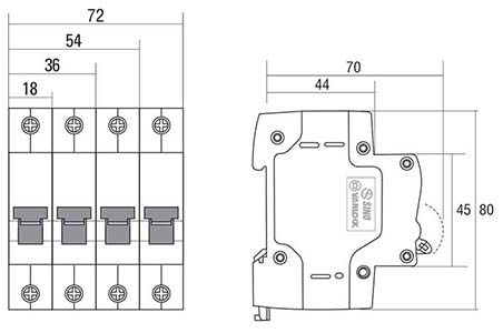 Cầu dao tự động MCB PS45N, 1P 16A, 1P 20A, 1P 25A, 1P 32A, 1P 40A, 1P ...