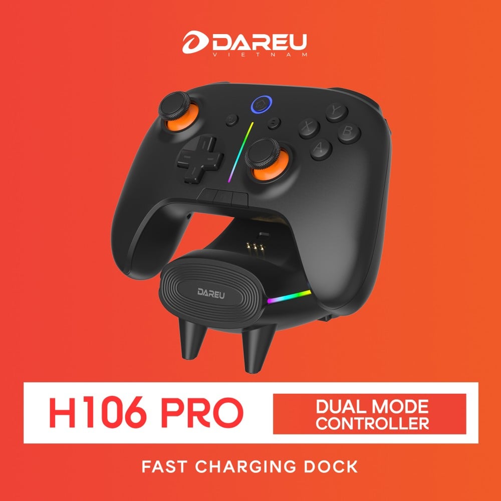 Tay cầm chơi game DAREU H106 PRO (TRIPLE MODE: USB cable+2.4G+Bluetoot ...