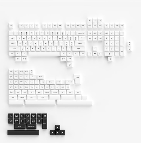 AKKO Keycap Set – Black on White BoW (ABS Double-Shot / SAL profile ...