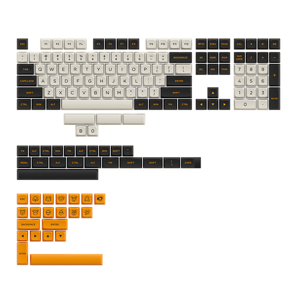 AKKO Keycap set – Carbon Retro (PBT Double-Shot/ASA Low profile/155 nú ...