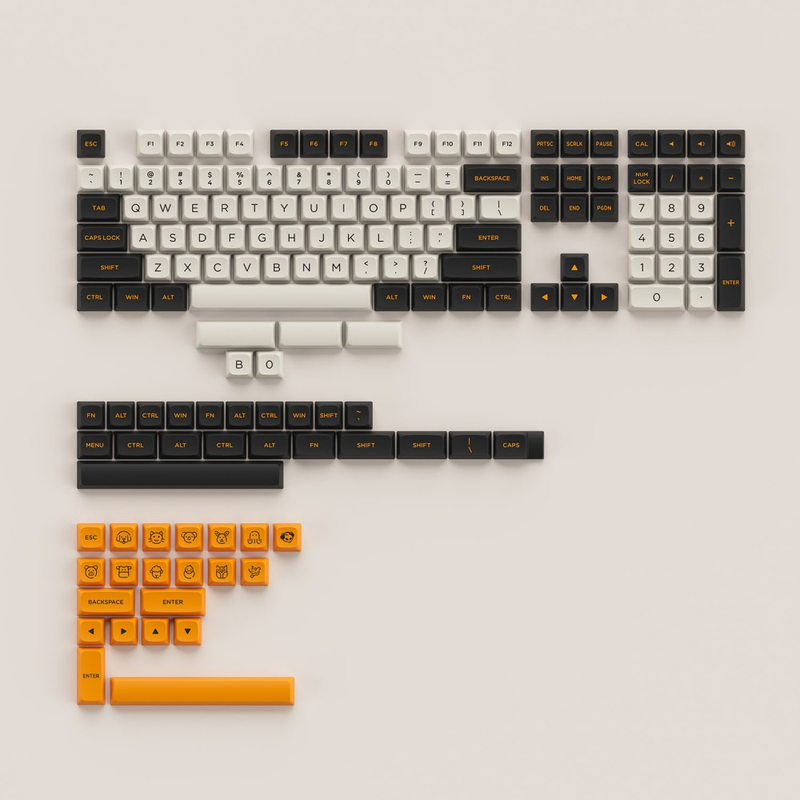 AKKO Keycap set – Carbon Retro (PBT Double-Shot/ASA Low profile/155 nú ...