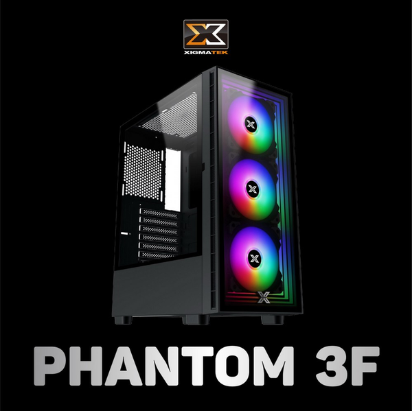 XIGMATEK PHANTOM 3F (EN49776) - ATX, 2 SIDE TEMPERED GLASS, KÈM 03 FAN – Mai Hoàng
