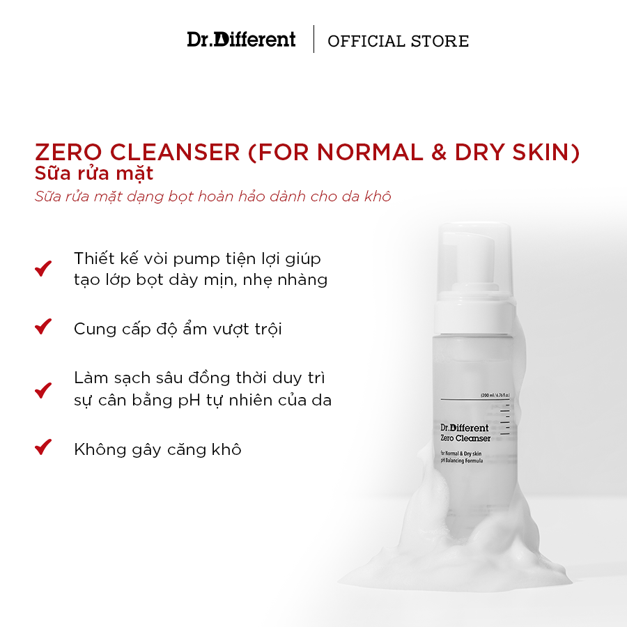 Sữa rửa mặt dạng bọt cung cấp độ ẩm cho da – DrDifferent