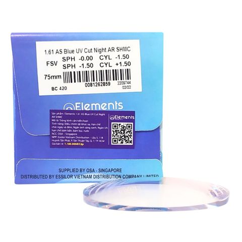 Tròng Kính ELEMENTS BLUE UV CUT NIGHT AR 1.61 – Yoon