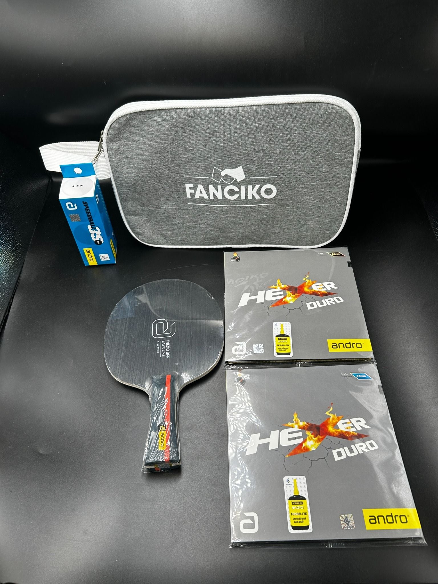 Combo cốt vợt Andro INIZIO OFF kết hợp đôi mặt vợt Andro Hexer Duro ...