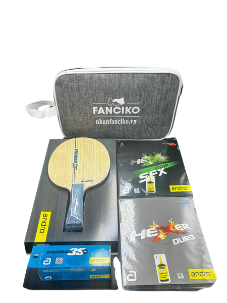 Combo cốt vợt Andro Treiber Q kết hợp mặt vợt Andro Hexer Grip SFX và ...