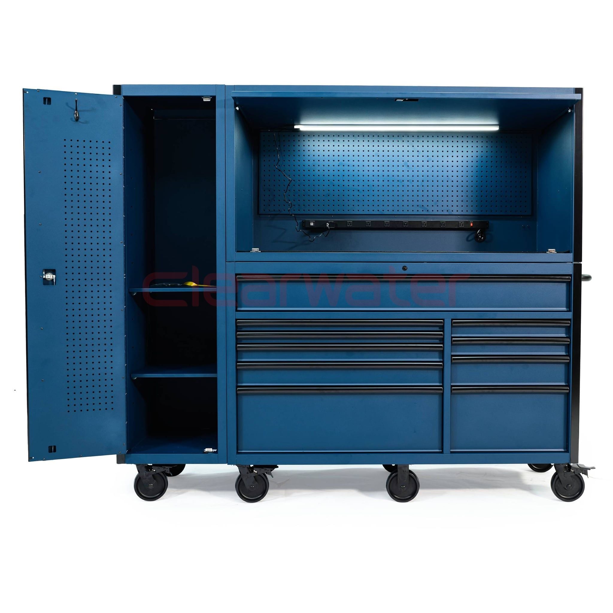 80 INCH 10 DRAWER WITH TOP HUTCH AND SIDE LOCKER – Clearwater Metal