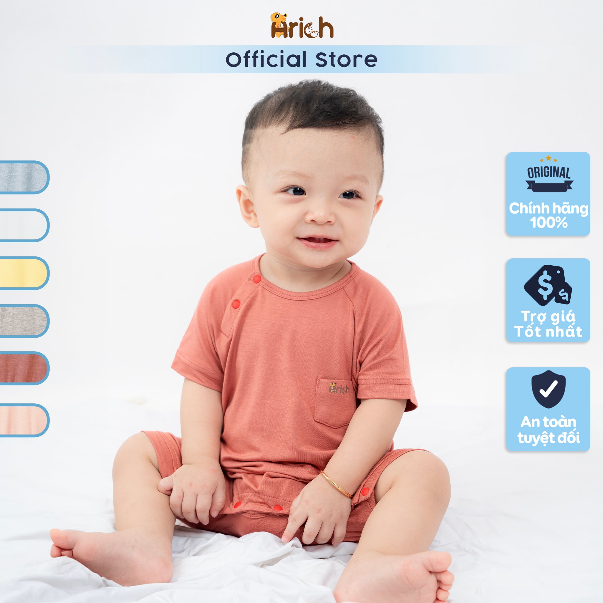 Body cộc, áo liền quần Arich vải sợi tre Petit co giãn,mát lạnh, mềm m
